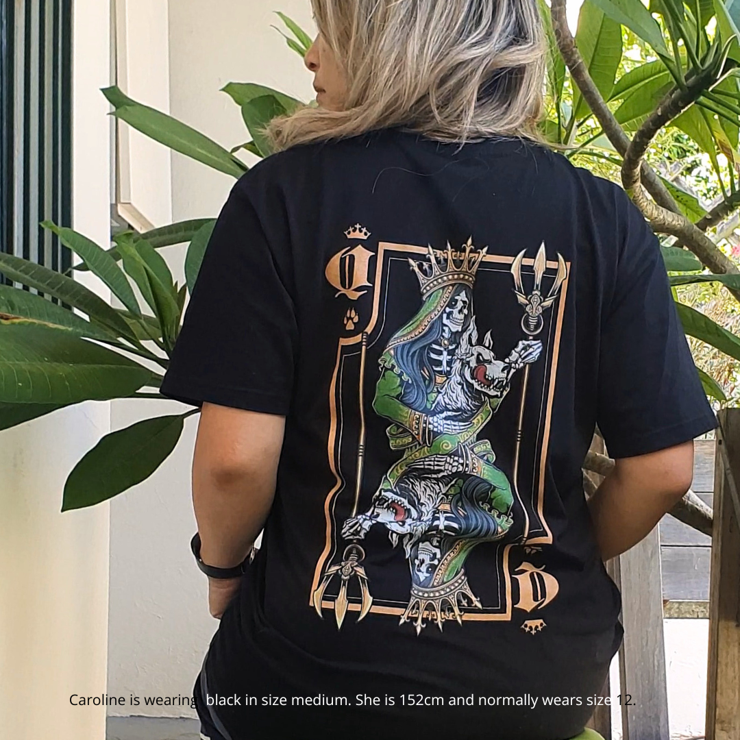 Queen of Clubs (Hellhound) Unisex Tshirt – Major Buzzkill