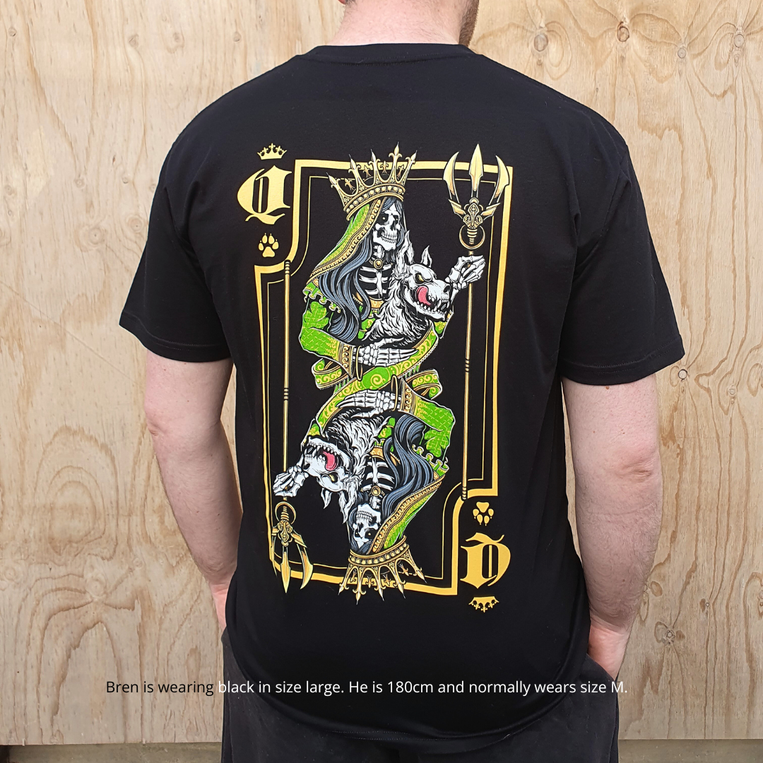 Queen of Clubs (Hellhound) Unisex Tshirt – Major Buzzkill